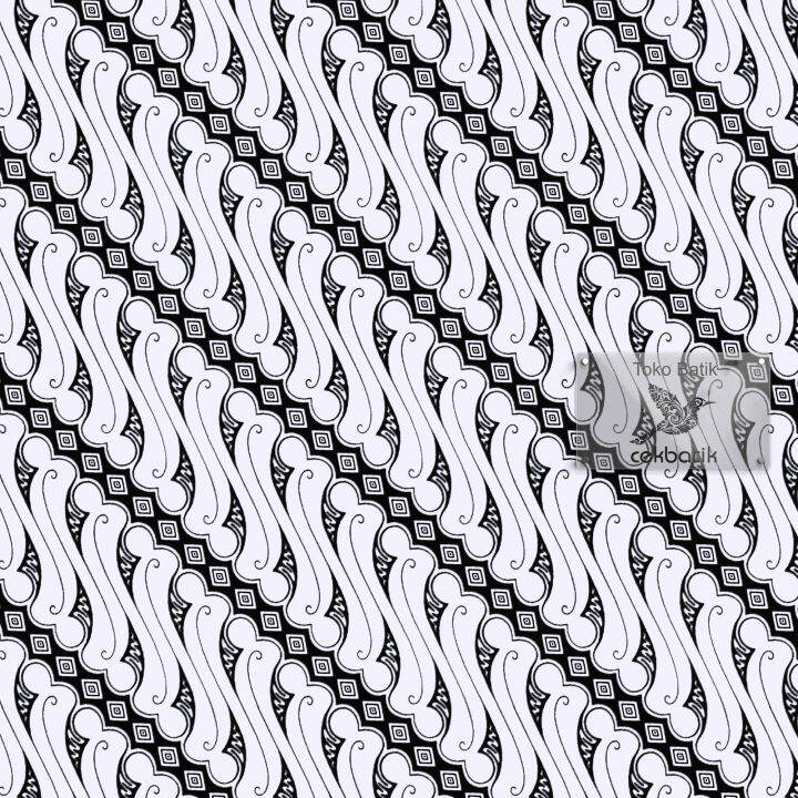 kain batik - Motif Batik Parang Hitam Putih V80 Classic (Ukuran 2 Meter ...