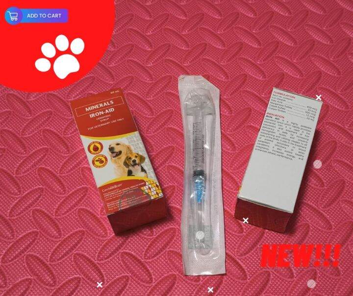 Iron- Aid Hematinic Syrup for Dogs & Cats 60ml with FREE Syringe ...