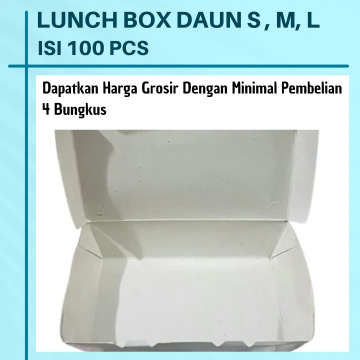 Paper Lunch Box Putih Ukuran L M dan S Isi 100 Pcs dalam 1 Bungkus ...
