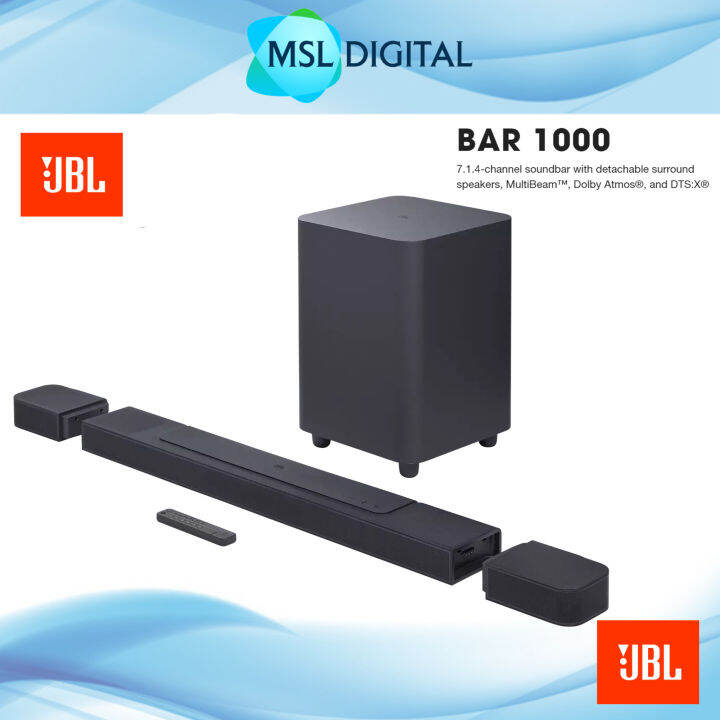 JBL BAR 1000 7.1.4-channel soundbar with detachable surround speakers ...