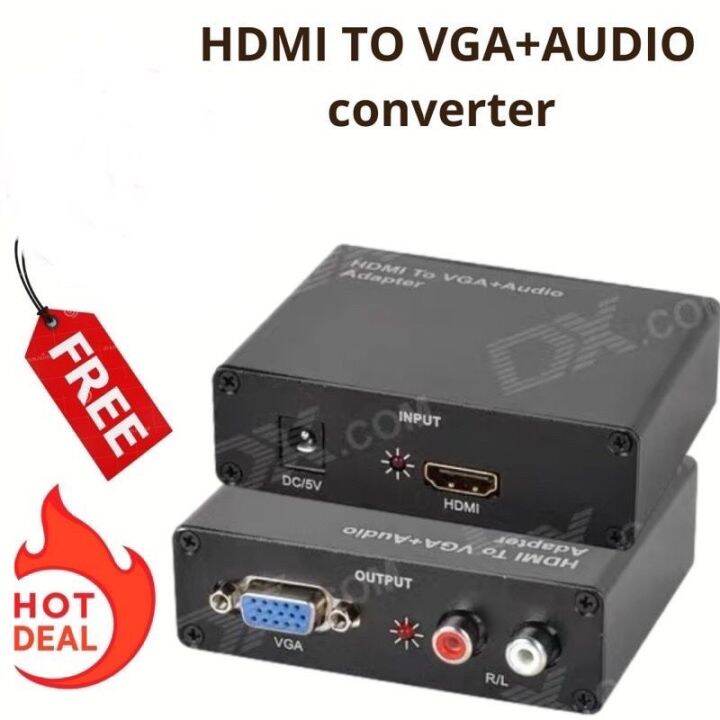 CONVERTER HDMI TO VGA PLUS AUDIO plus kabel power USB | Lazada Indonesia