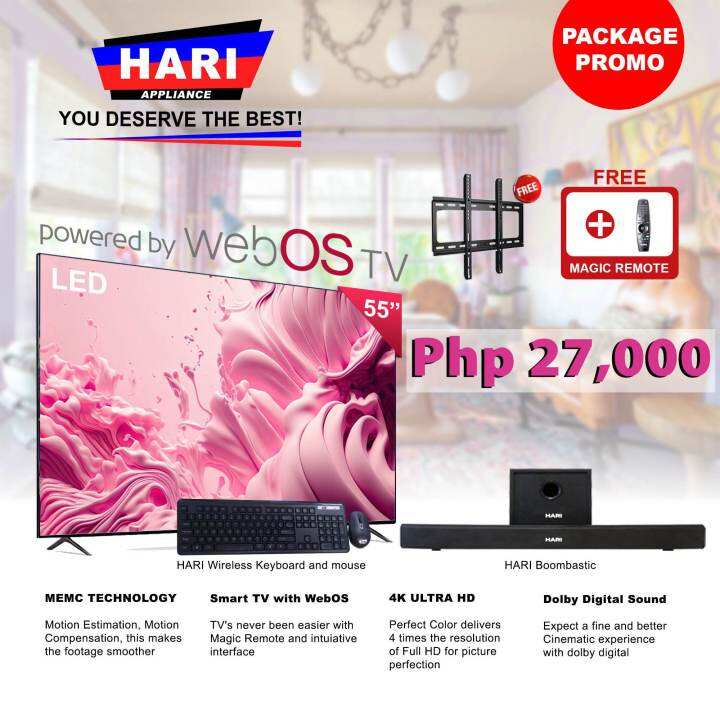 HARI TV 55inch Powered by WebOS ThinQ AI W/ HARI Boombastic w ...