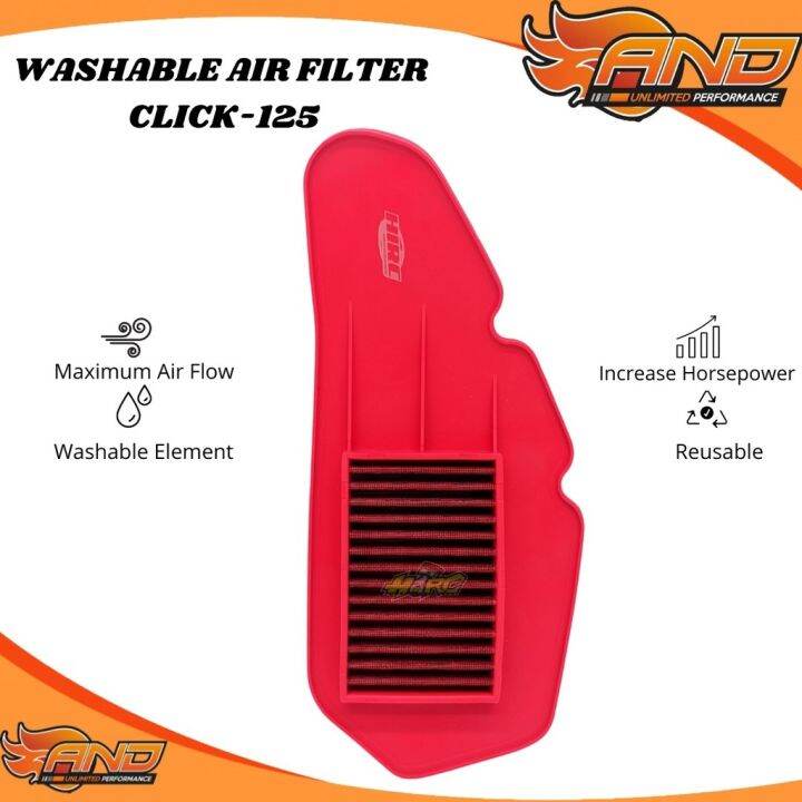 MOTORCYCLE HIRC HONDA CLICK 125 WASHABLE AIR FILTER HONDA CLICK 125 ...