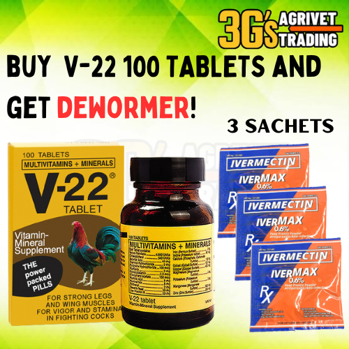 [3G AGRIVET] BUY V-22 100TABS AND GET 3 SACHETS DEWORMER / PARA SA ...