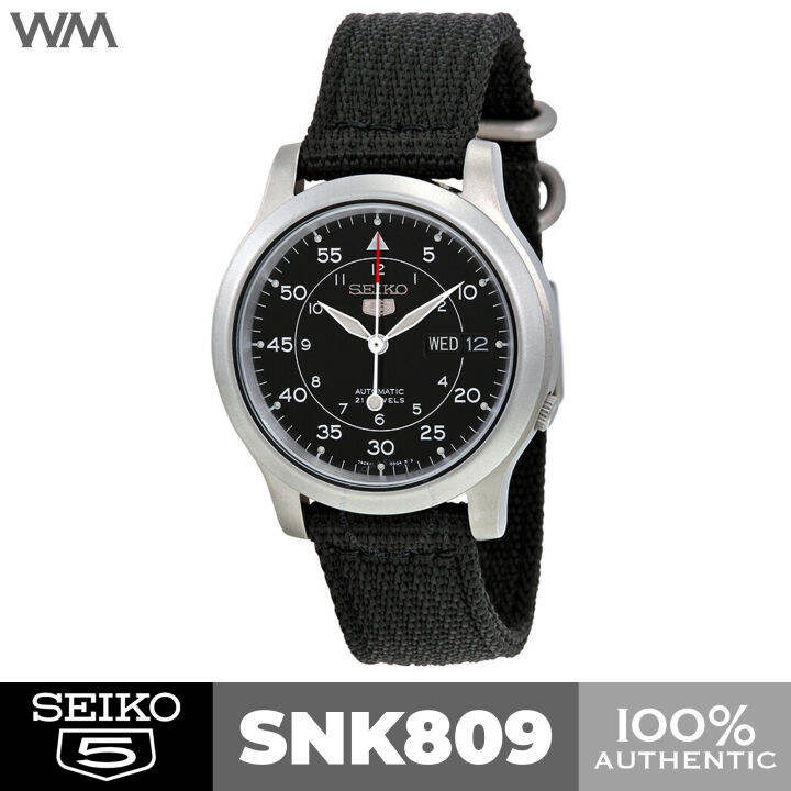 Seiko 5 Military Field Stainless Steel Automatic Watch with Black ...