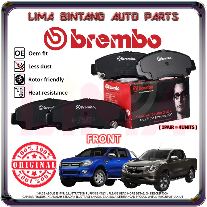 Ford Ranger T6 , Mazda BT50 Front Brake Pads , Disc Brake Pad Brembo ...