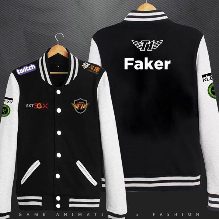 S9 T1 Jacket LOL LCK E-Sport Team Uniform Player Jersey Faker Clid Mata Teddy SKT Fan Black ...