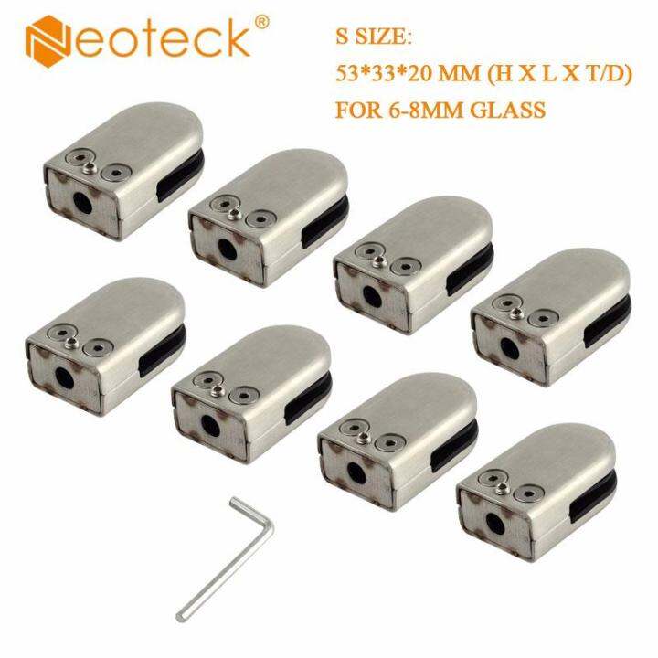 Neoteck 8pcs Glass Clamp Stainless Steel 304 Clip Flat Back Bracket For ...