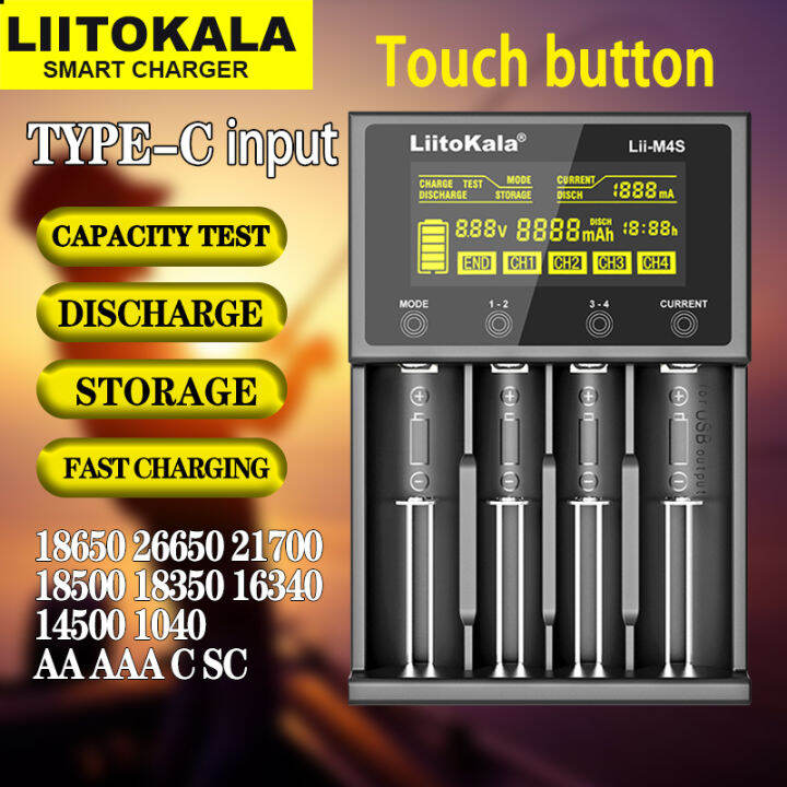 Liitokala Lii-M4S Battery Charger 18650 26650 21700 18500 16340 14500 ...