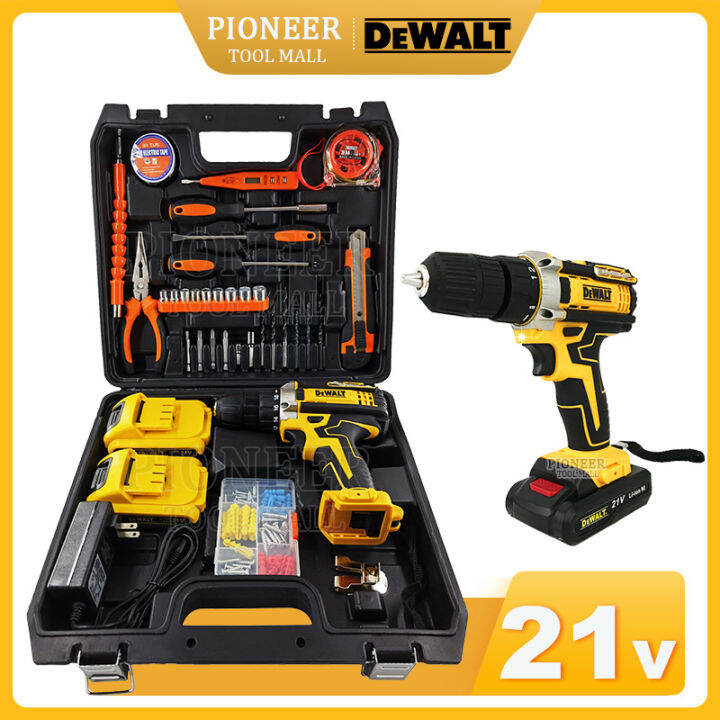 Dewalt 21v Cordless Drill Li Ion Rechargeable Double Speed With Free