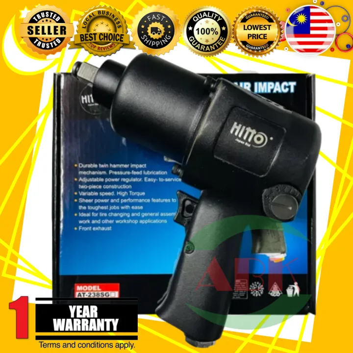 HITTO 1/2'' HEAVY DUTY AIR IMPACT WRENCH (TWIN HAMMER) MADE IN TAIWAN PEMBUKA TAYAR KERETA LORI ...