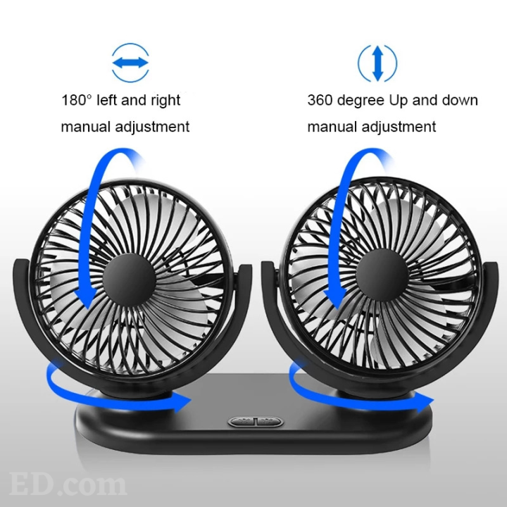 ED USB 12V/24V Portable Mini Car Fan 3 gears 360 Degree All-Round ...