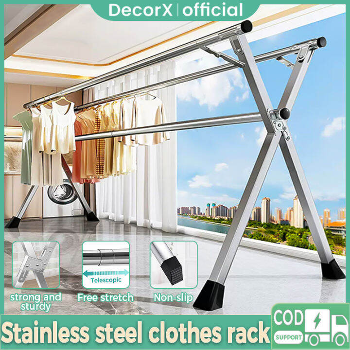 DecorX Drying Rack Sampayan Stainless Steel X-Type Foldable Adjustable ...
