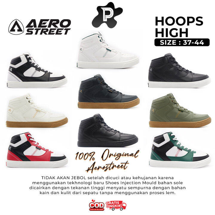 Aerostreet 37-44 Hoops High Black White / White / White Gum / Army Gum ...