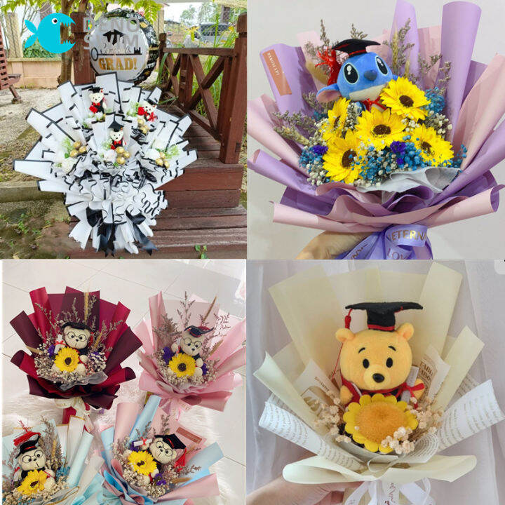 DENOSWIM DIY Graduation Romantic Cute Bear Bouquet Kitty Stitch ...