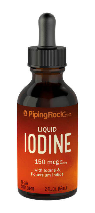 Piping Rock Liquid Iodine, 2 fl oz (59 mL) Dropper Bottle - Made in USA ...