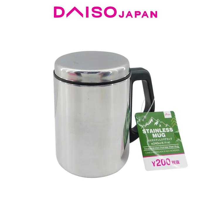 Daiso Double Walled Stainless Steel Mug with Lid 240ml | Lazada PH