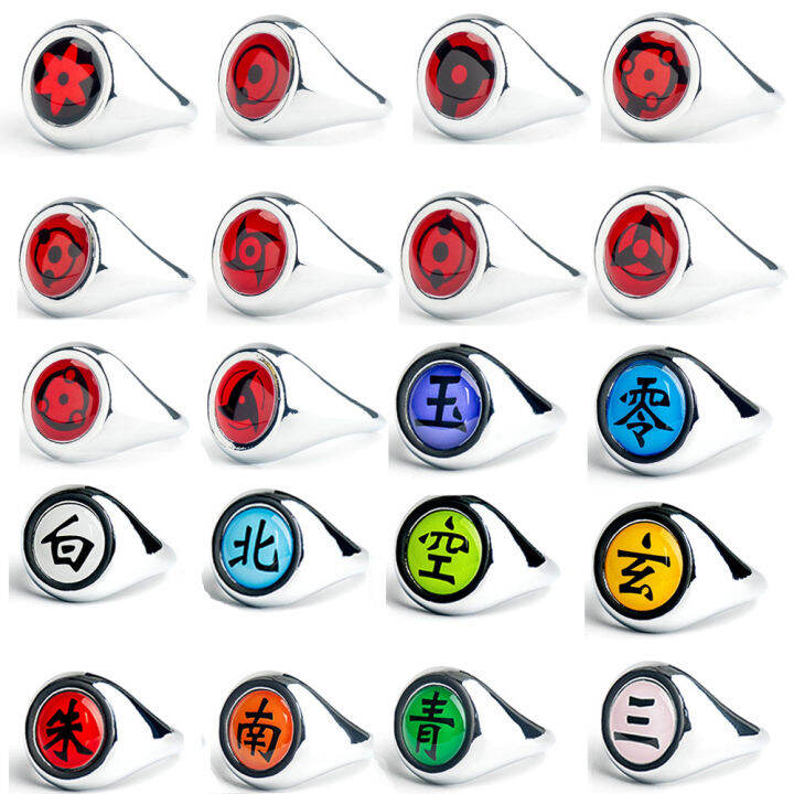 10pcs Anime Naruto Rings Sharingan Rings Metal Cosplay NARUTO Accessory ...