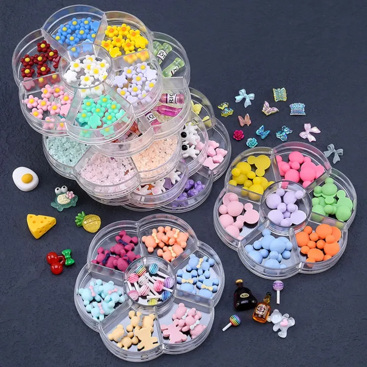 WEANBU การ์ตูนน่ารักเลเซอร์ไข่มุกลูกปัดคริสตัล Rhinestone ผีเสื้อโบว์เล็บเครื่องประดับเล็บ ...