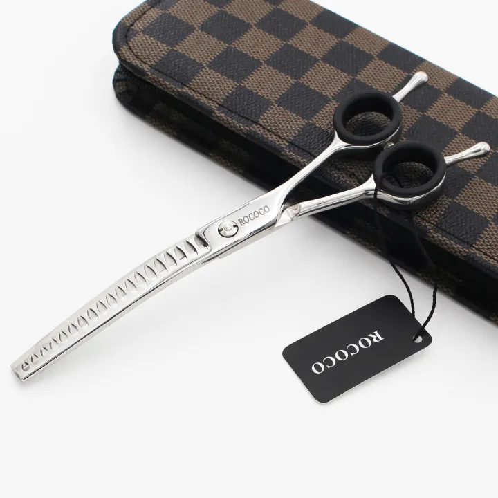 .7.0 inch double tail pet beauty scissor set downward curved fish bone ...