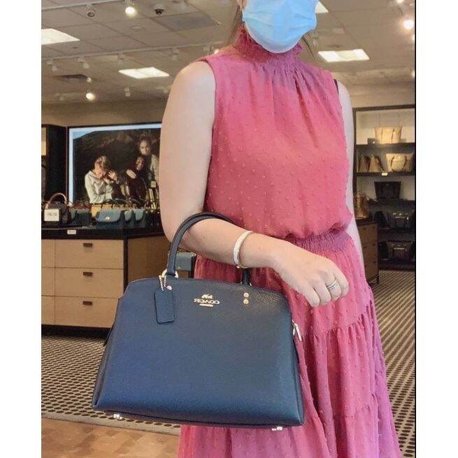 กระเป๋าสะพายไหล่สีดำ13นิ้ว91493 COACH แทงก์ขนาดใหญ่สีส้ม91016 LILLIE ...