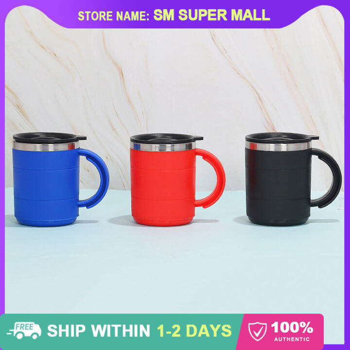 【Stainless Steel】300ml Coffee Mug Cups Hot and Cold Unique Design with Cover and Handle Colored ...