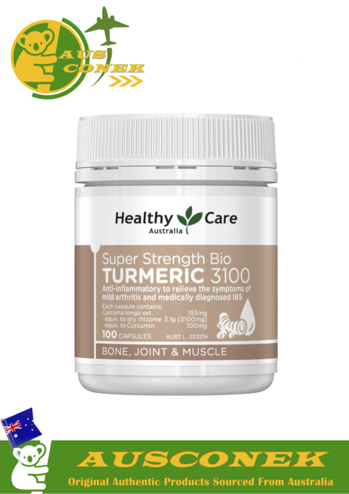 HEALTHY CARE AUSTRALIA Super Strength Bio-Turmeric 3100 100 Capsules ...