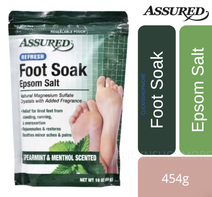 Assured Epsom Salt Foot Soak with Spearmint and Menthol Scent, 16 oz ...