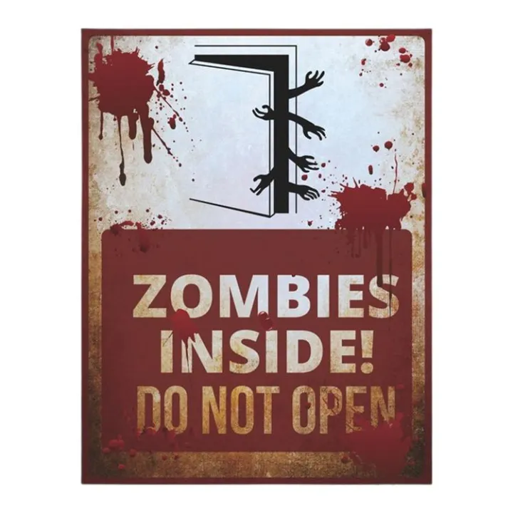 Halloween Warning Signs ZOMBIES INSIDE DO NOT OPEN Luminous Stickers ...