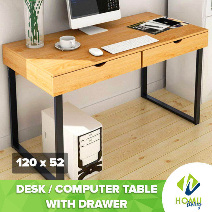 Homu Minimalist VICTORIA 120x54 Home Office Desk Computer Table with 2 ...
