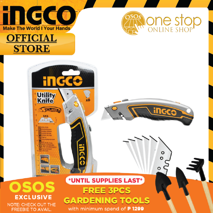 Ingco Original Utility Knife with SK5 (6pcs blade) HUK6128 •OSOS• | Lazada PH
