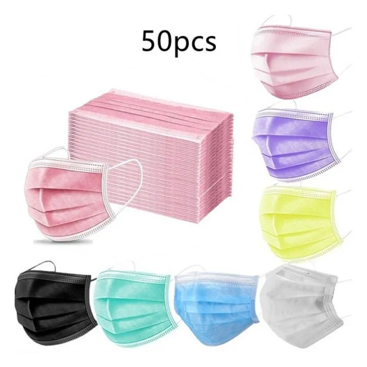 50 PCS DISPOSSABLE FACEMASK Face Mask Surgical 3ply Excellent Quality ...