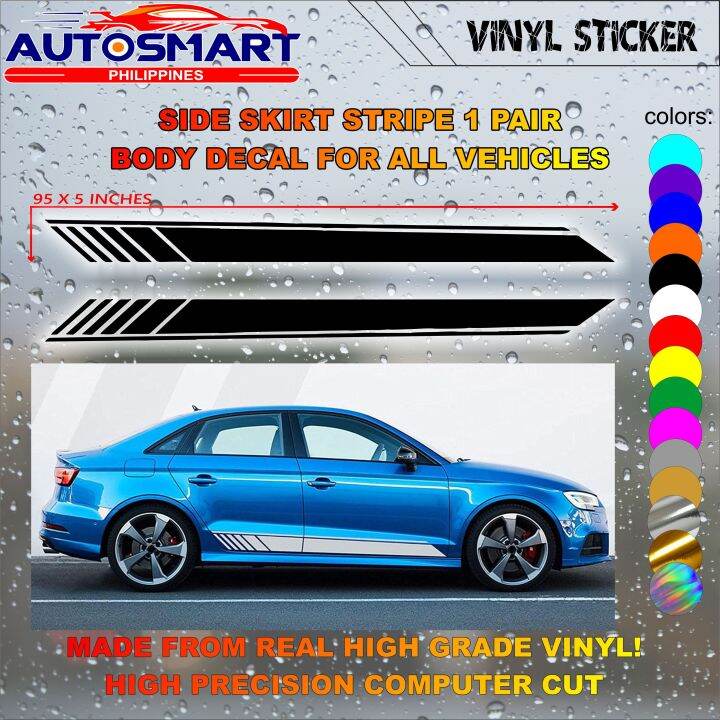 Side Skirt Stripe Body Decal 1 Pair More Colors! High Quality Sticker ...