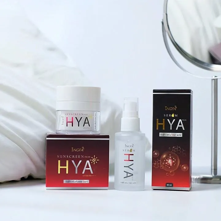 ( แถมสบู่คลอลาเจน ) Ingfa อิงฟ้า เซรั่มไฮยา + อิงฟ้า ครีมกันแดด SPF 50 PA+++ เซทบำรุงผิวหน้า ลด ...
