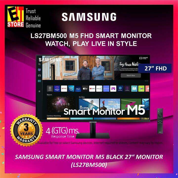 SAMSUNG SMART MONITOR M5 27" FHD WATCH PLAY LIVE IN STYLE : LS27BM500, VA, FHD, 4MS, BUILD-IN ...