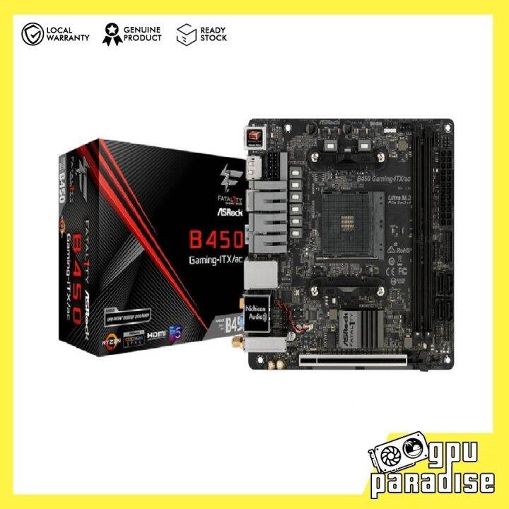 ASROCK FATAL1TY B450 GAMING-ITX/AC SOCKET AM4 MAINBOARD ( ASRK-B450 ...