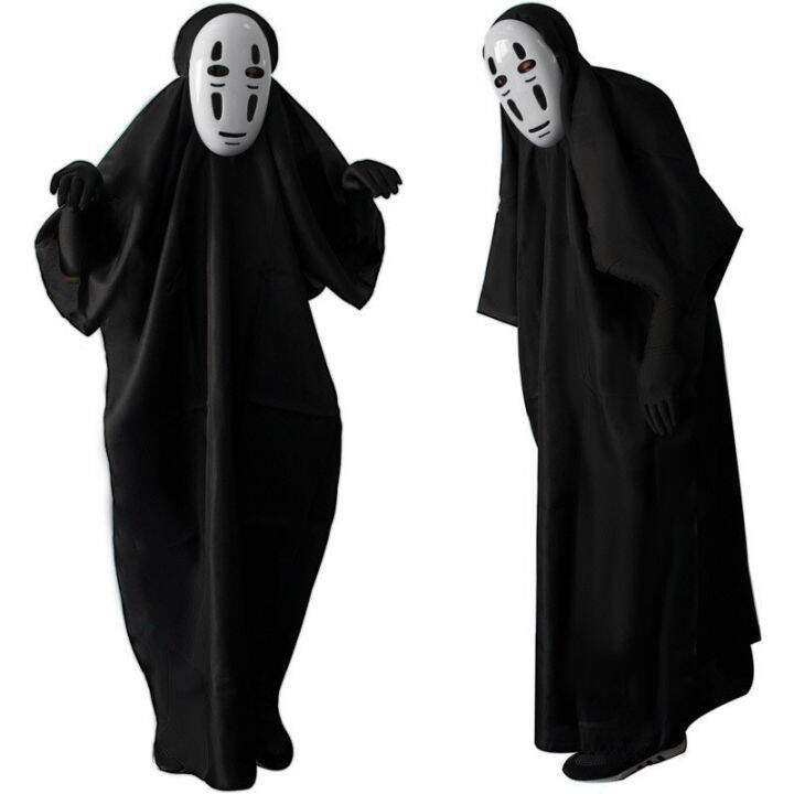 No Face Man Kaonashi Halloween Costume with Mask Japan Ghost Jumpsuit ...