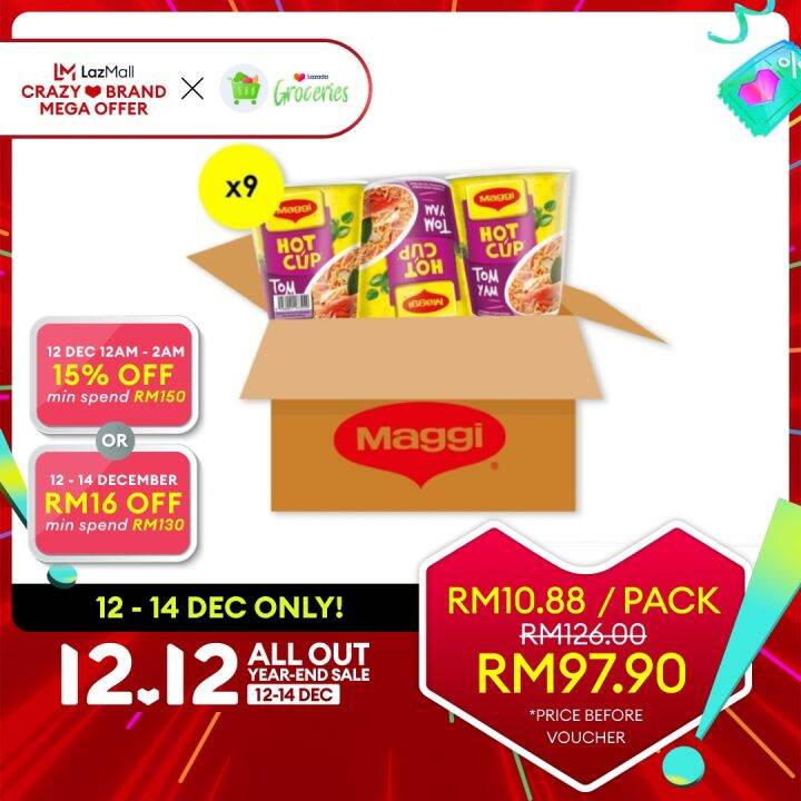 [CARTON] MAGGI Hot Cup Tom Yam 9x (6x60g) | Lazada