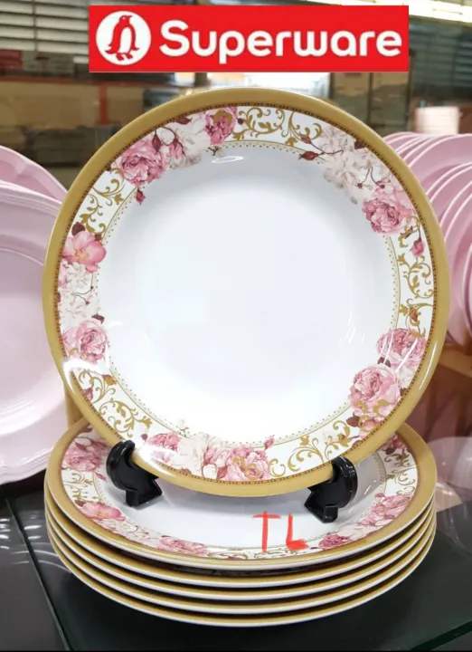 ชุดจานทรงลึก 9 นิ้ว 6 ชิ้น ลายโรซ่า อะมานเต้ ซุปเปอร์แวร์เกรดA เมลามีน100% ตรานกเพนกวิน ...
