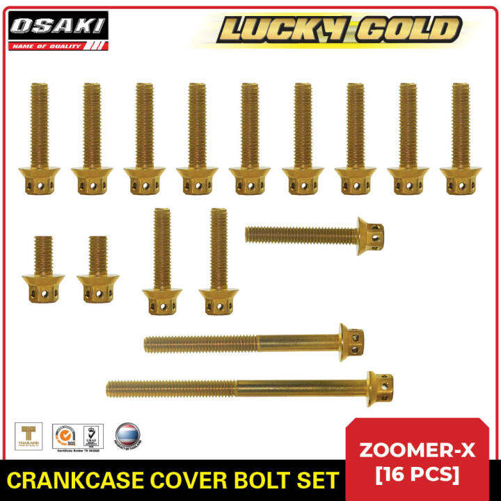 Zoomer-X Osaki Lucky Gold Crankcase Bolt Set [16 pcs] (Made in Thailand ...