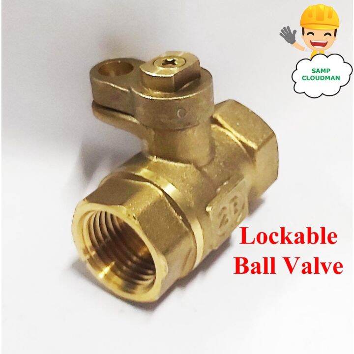 2B Lockable Brass Ball Valve Water Pipe Lock Valve 12 Lockvalve handle ...