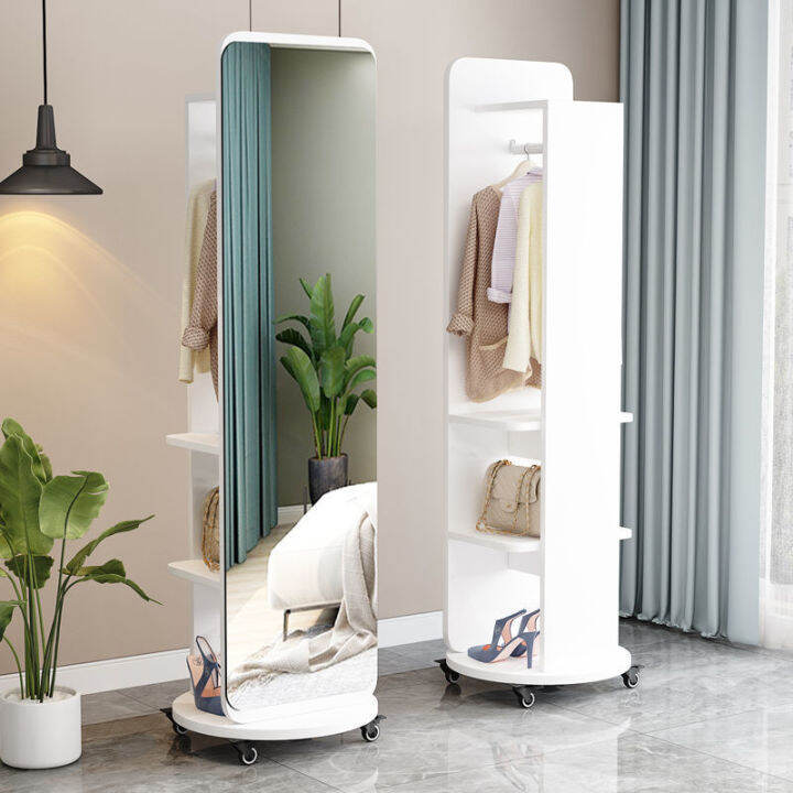 Dressing Mirror Clothes Rack Integrated Full Body Floor Mirror Storage ...