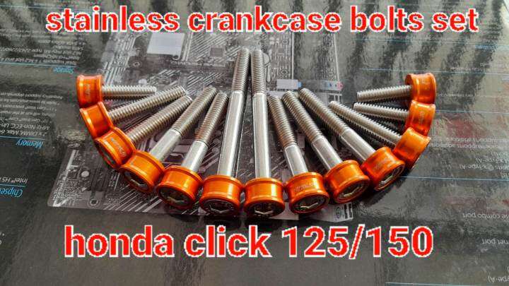 yaka mc bolts honda click 125/150 orange washer stainless crankcase ...