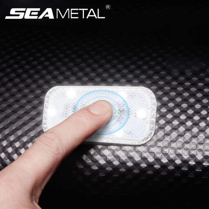 1/2/4pcs Magnetic Car LED Touch Lights Wireless Interior Light USB Roof ...