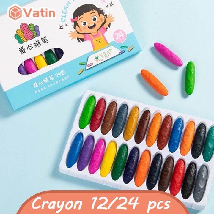 Magical Crayon 12 pcs 24 pcs Crayons Bayi Anak Peanut Krayon Bentuk ...