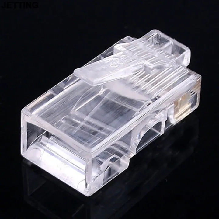 JETTING Practical Crystal RJ45 Plug Cat5E Cat5 Rj-45 Lan Network Connector Modular Plug Network ...