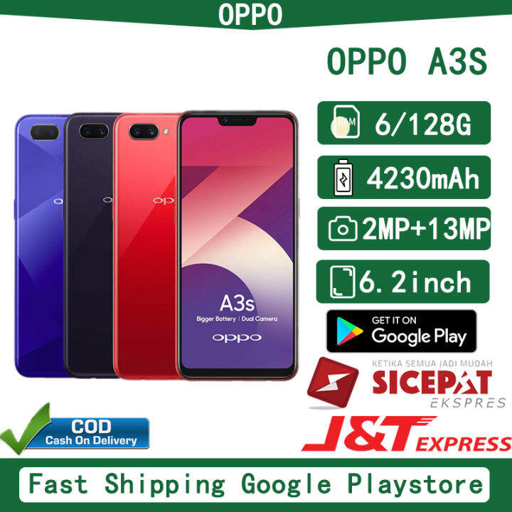 HP OPPO A3s Ram 6/128GB 4G LTE 6.2 inches Layar Tetesan Air 8MP+13MP ...