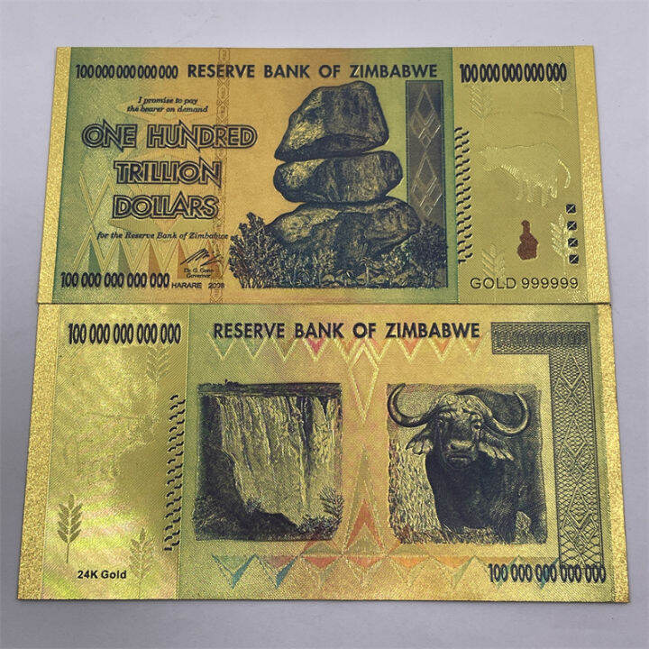 50pcs Zimbabwe One Hundred Trillion Dollars Gold Foil 100 Trillion ...
