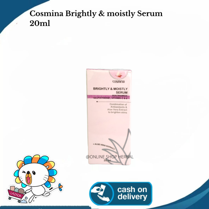 COSMINA BRIGHTLY &MOISTLY SERUM NIACINAMIDE GLUTATTHIONE VITAMIN &E ...