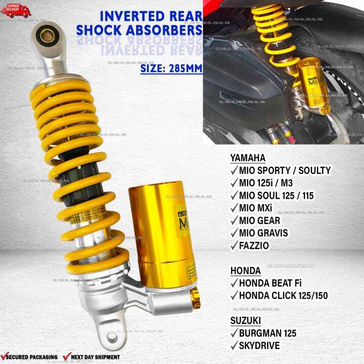 INVERTED SHOCK MUTARRUBaso Style Rear Shock Yellow Gold Mio Click Beat Burgman Gear Gravis ...